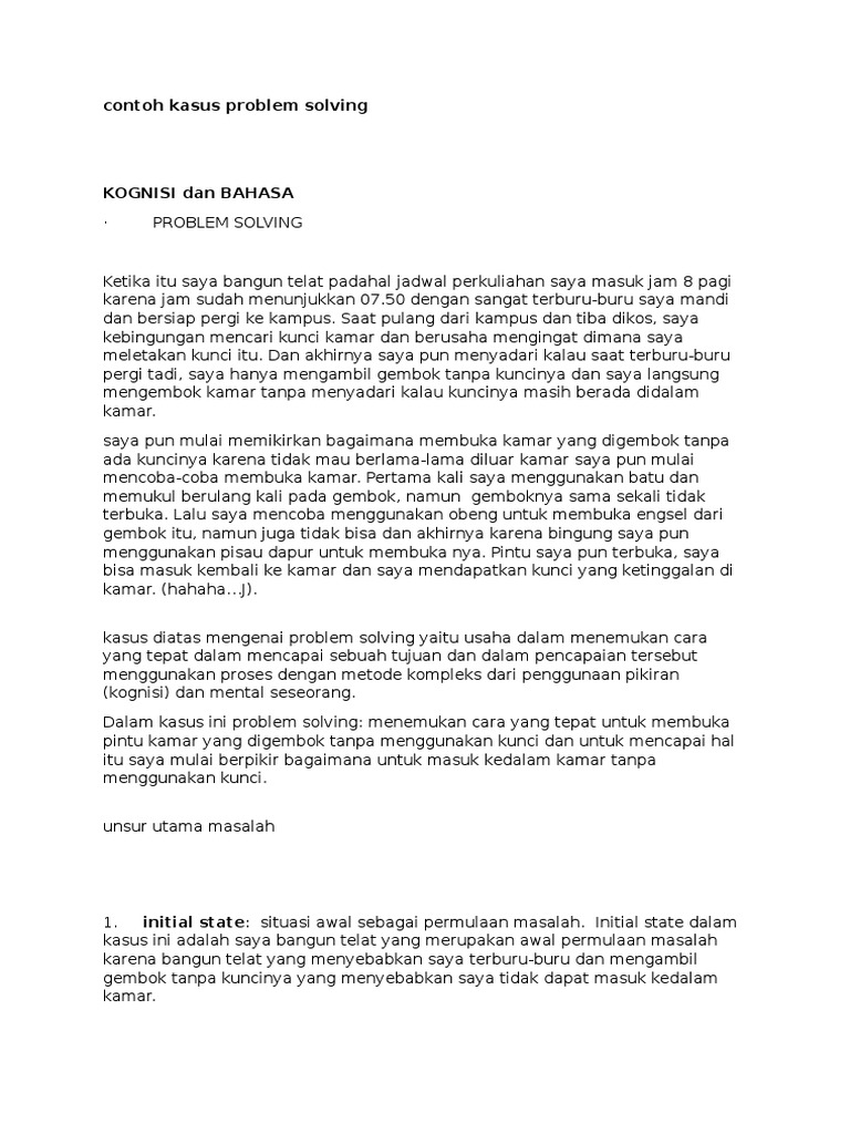 Contoh Kasus Problem Solving | PDF