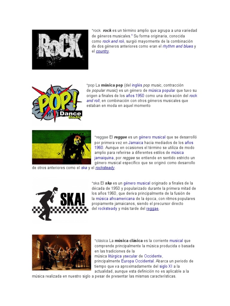 Tipos de Ritmos Musicales | PDF | Reggae | Rock and roll