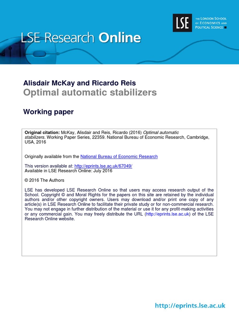 Optimal Automatic Stabilizers | PDF | Nominal Rigidity | Unemployment