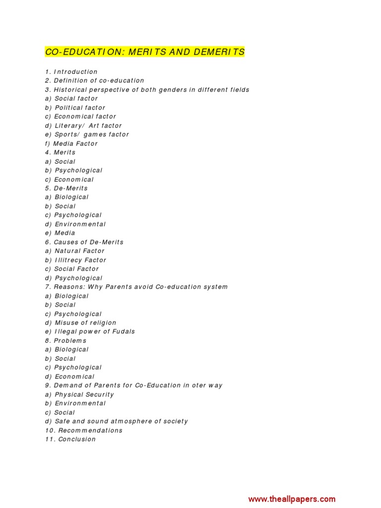 Co-Education Merits and Demerits PDF | PDF