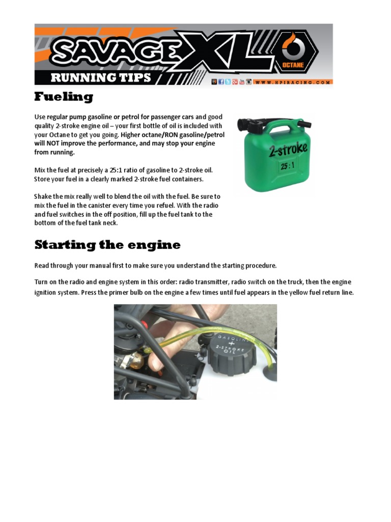 HPI Octane Running Tips | PDF | Ignition System | Gasoline