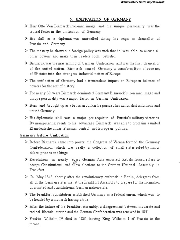 Unification of Germany | PDF | Otto Von Bismarck | German Empire