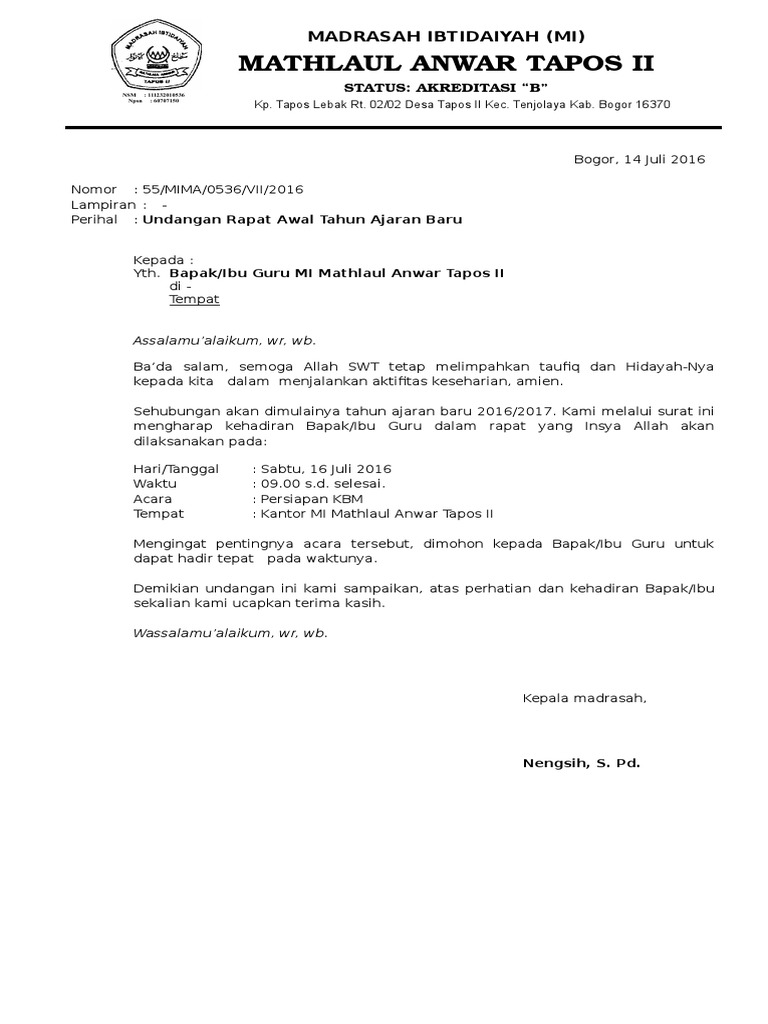 Surat Undangan Guru Terbaru | PDF