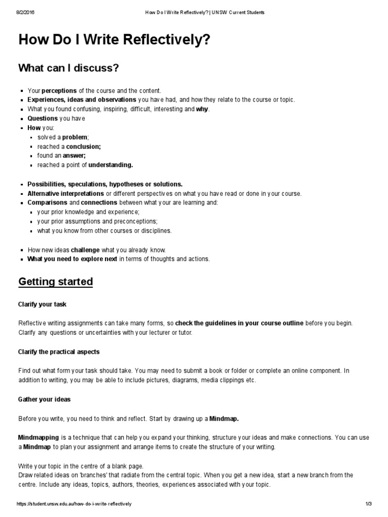 How Do I Write Reflectively | PDF | Thought | Mind