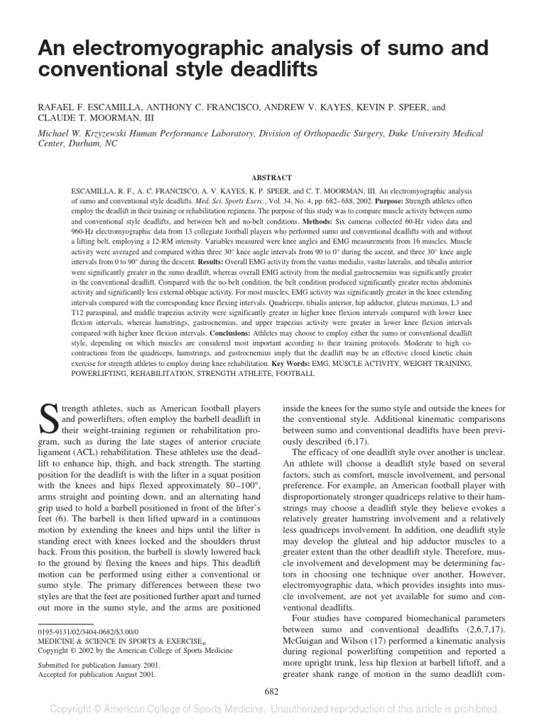 An Electromyographic Analysis of Sumo And.19 | PDF | Electromyography | Knee