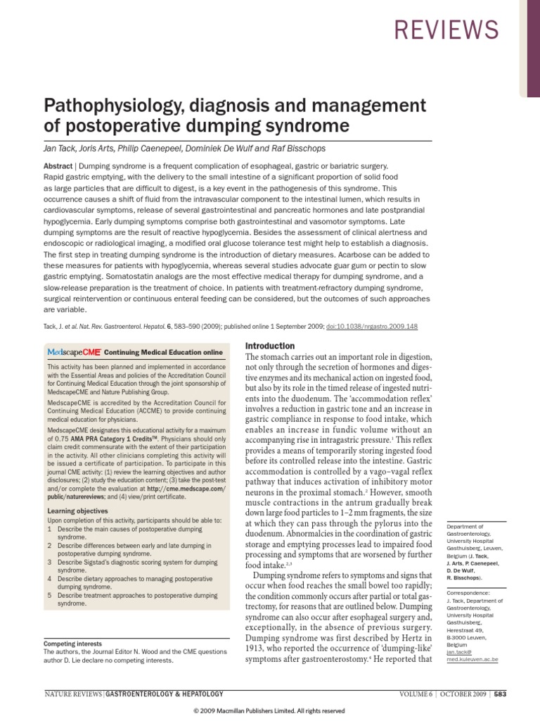 Sindrome de Dumping | PDF | Hypoglycemia | Blood Sugar