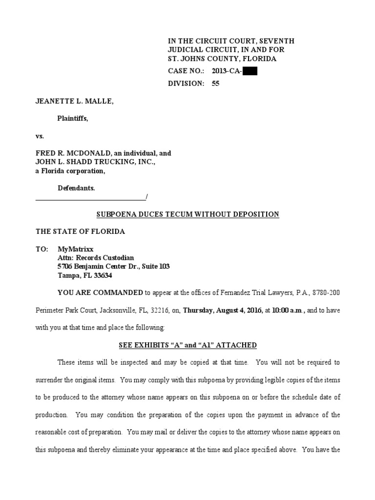 16 06 24 Mymatrixx | PDF | Subpoena | Health Insurance Portability And ...