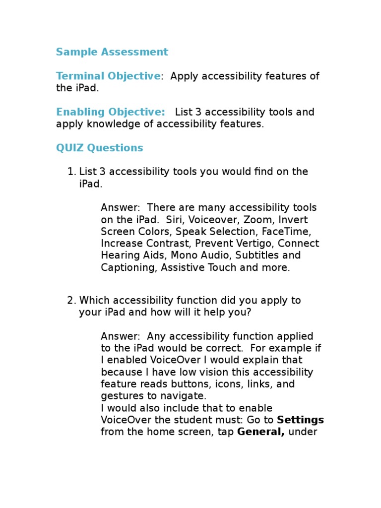 Sample Assessment Terminal Objective | PDF