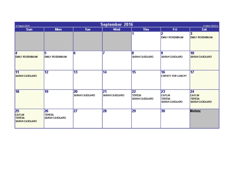 September 2016 Calendar | PDF