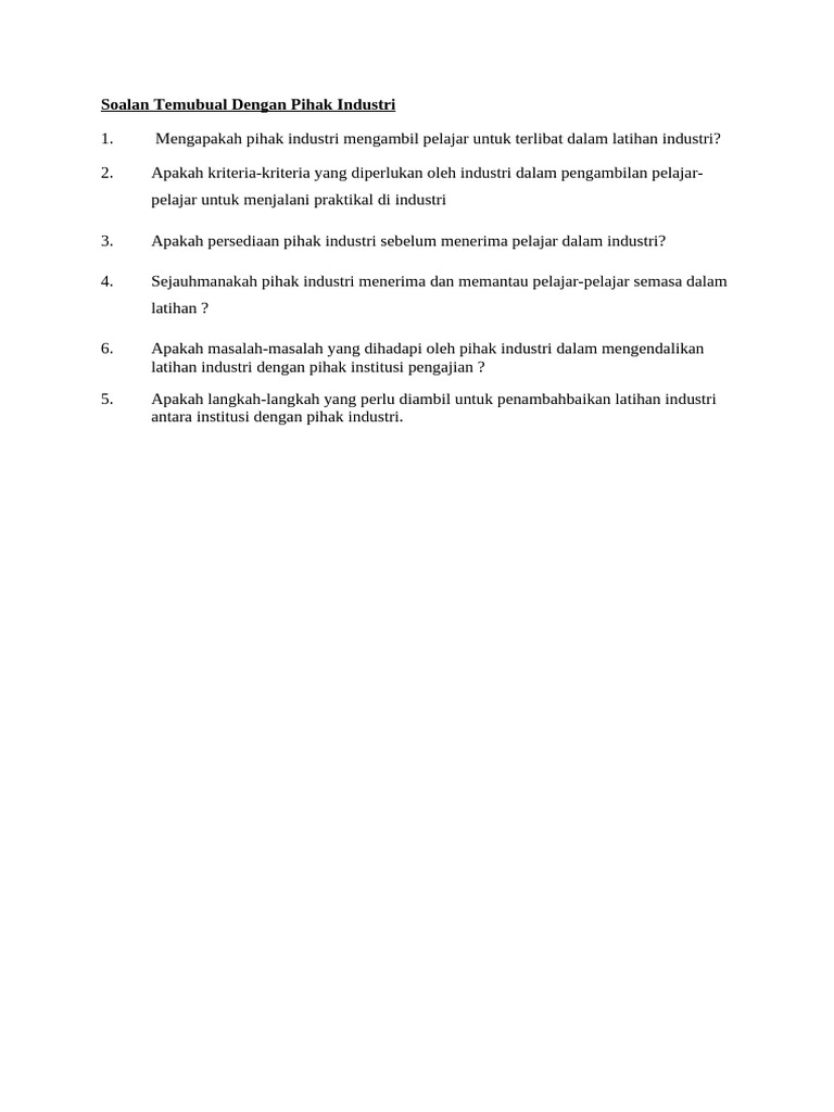 Soalan Temubual | PDF