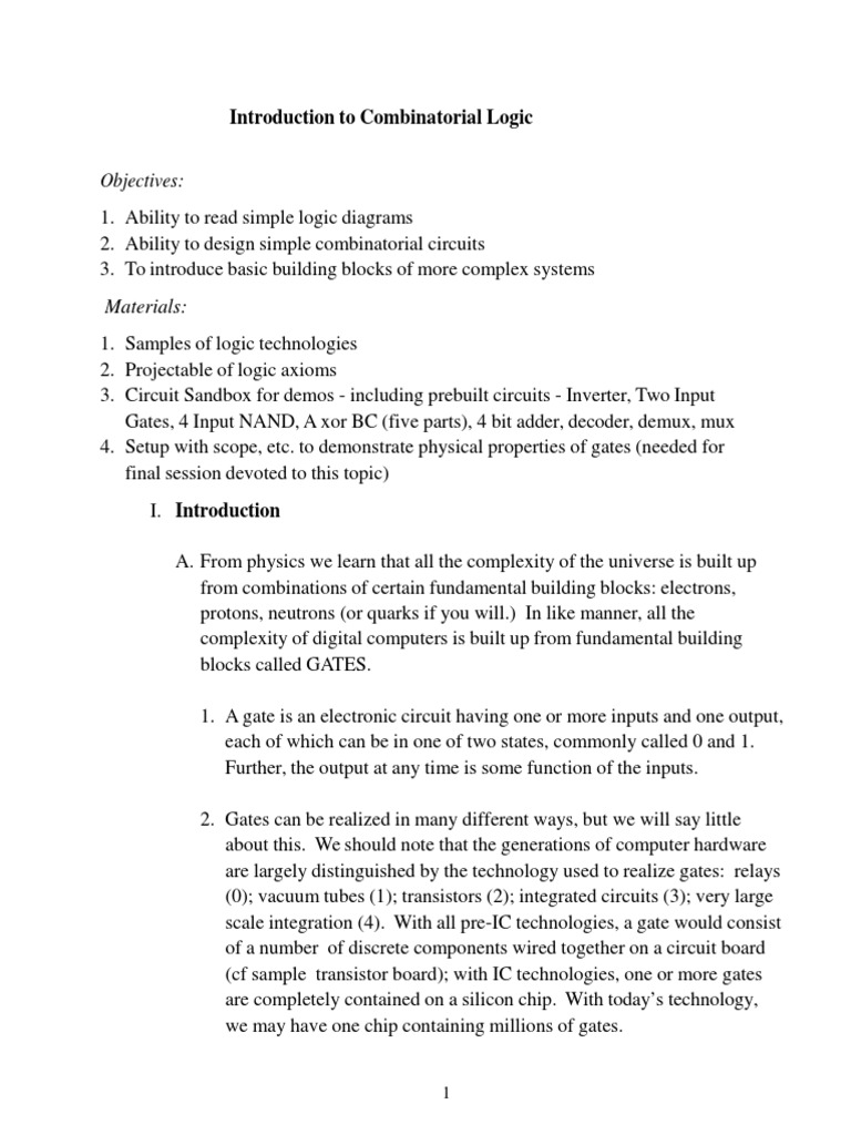 Combinatorial Logic Pdf Integrated Circuit Boolean Algebra 2779
