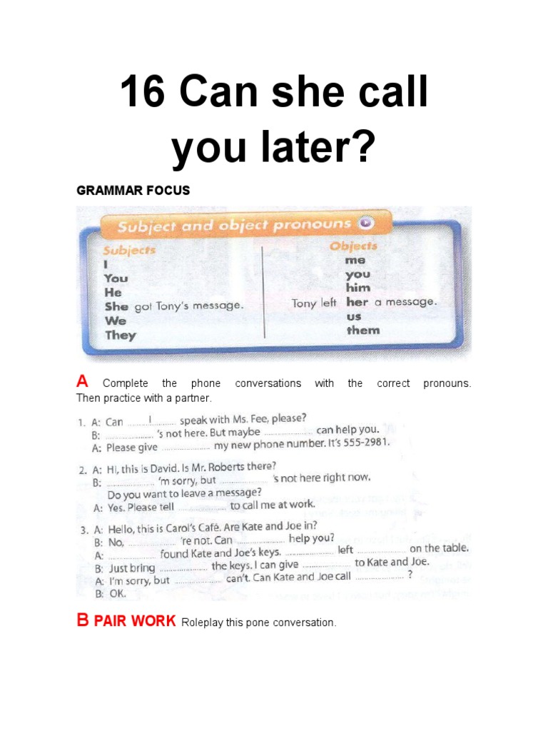 16 Can She Call You Later | PDF
