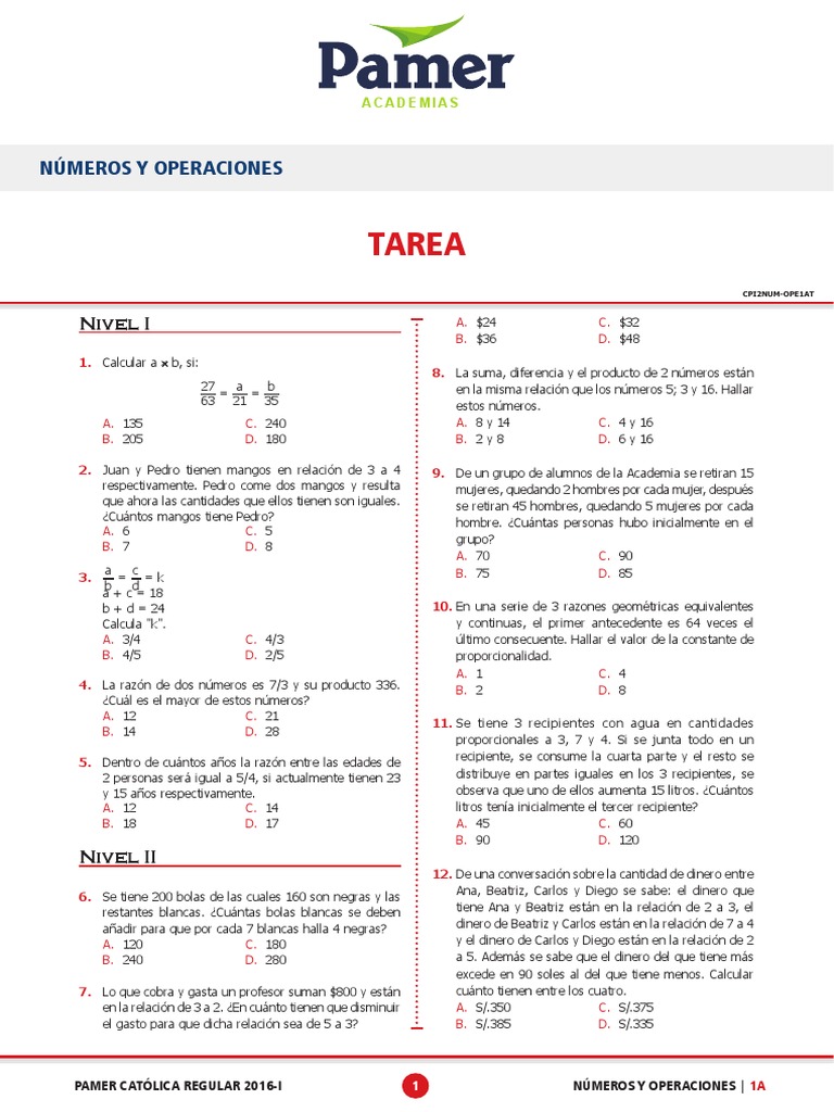 Problemas de Razones y Operaciones | PDF | Enseñanza de matemática ...