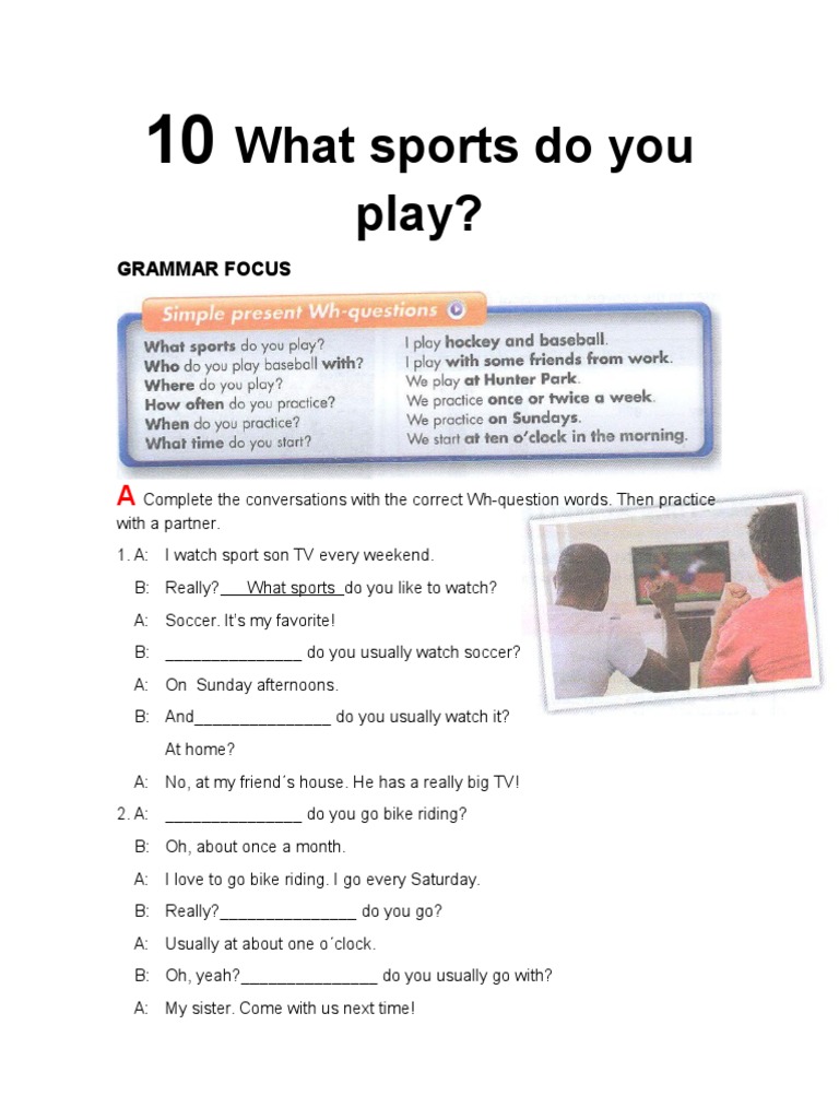 10 What Sports Do You Play | PDF | Question | Grammar