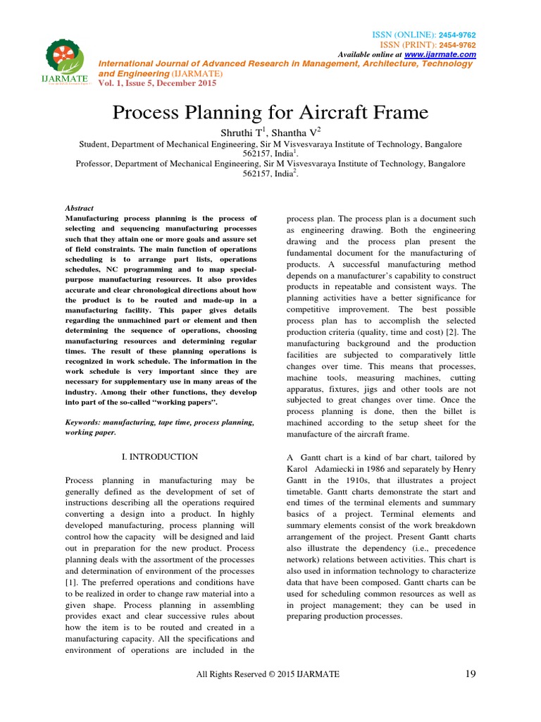 Process Planning For Aircraft Frame | PDF | Fuselage | Aluminium