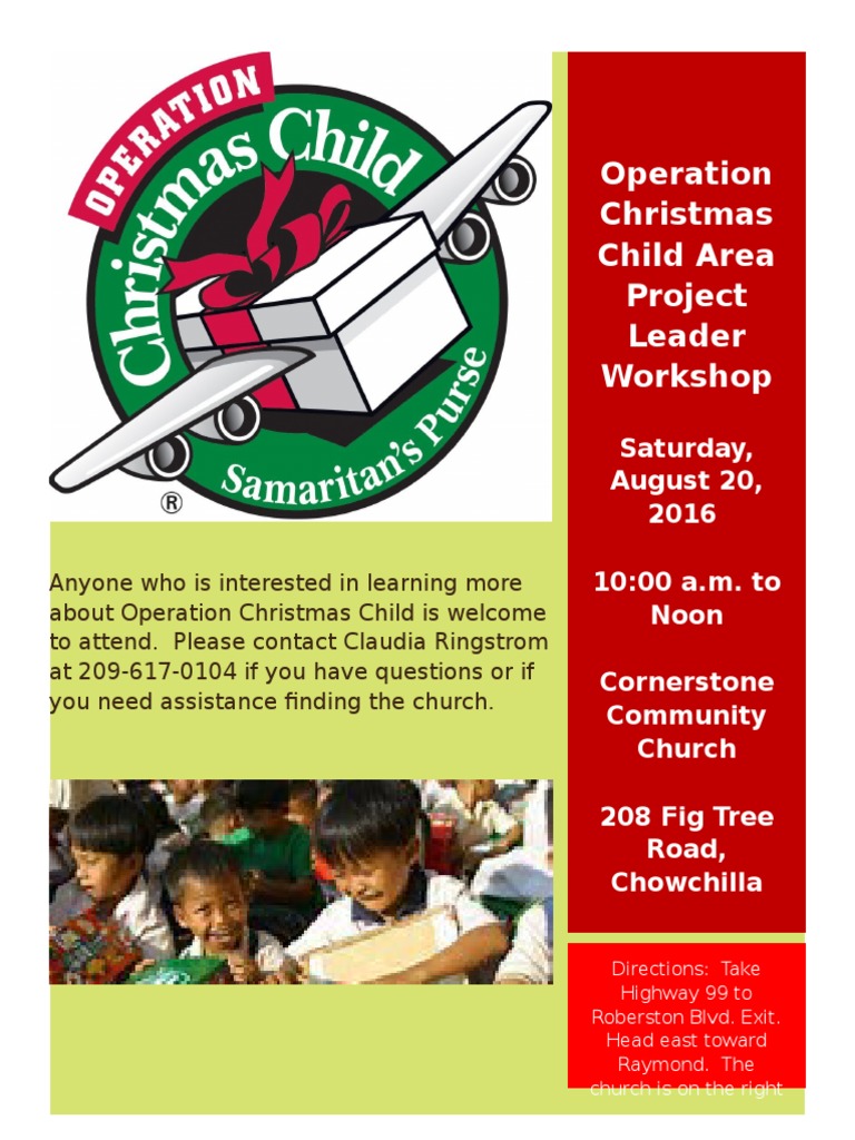 Operation Christmas Child Area Project Leader Workshop | PDF