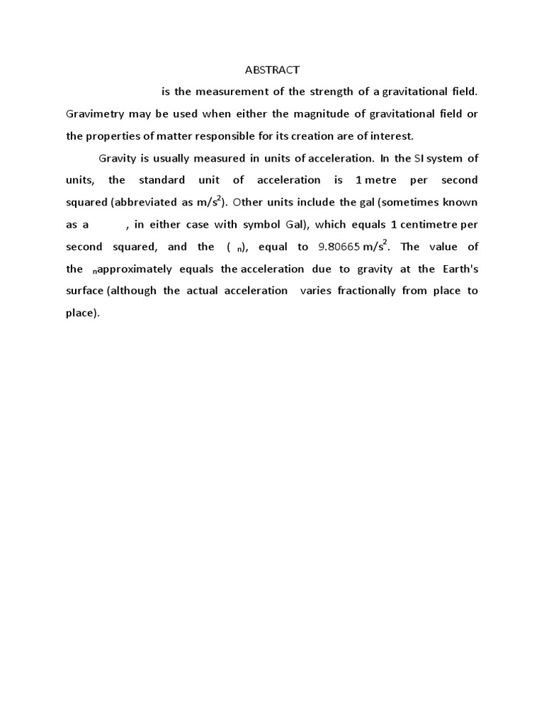 Gravimetry Is The Measurement of The Strength of A Gravitational Field ...