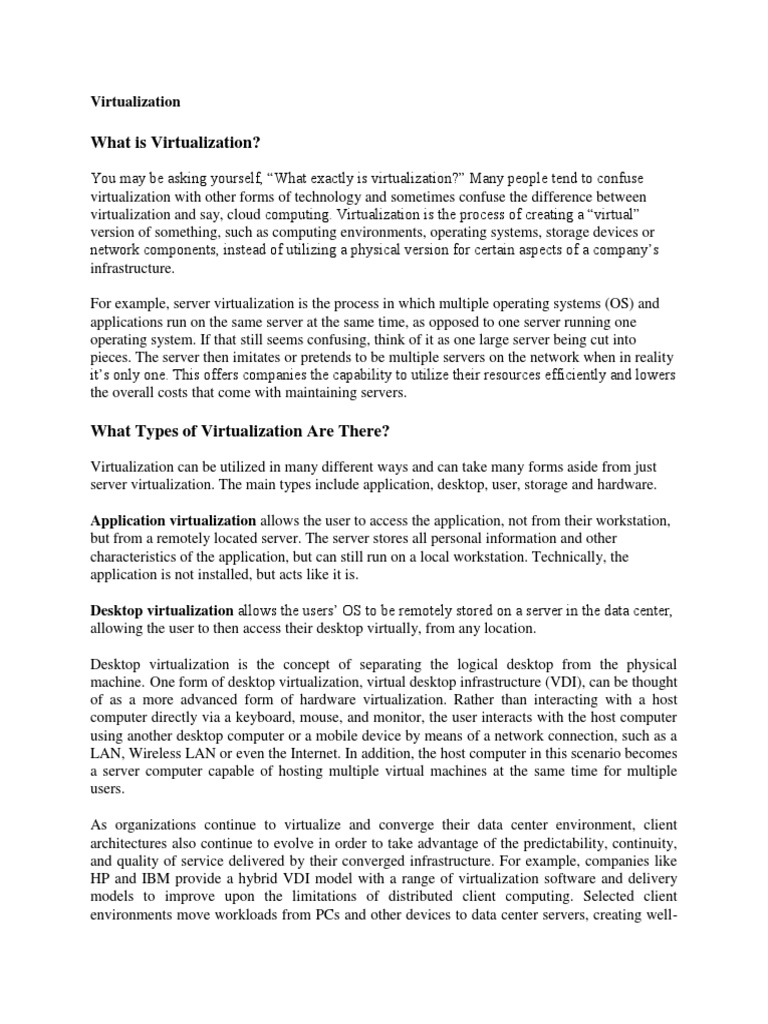 Virtualization in Cloud Computing | PDF | Virtualization | Desktop Virtualization
