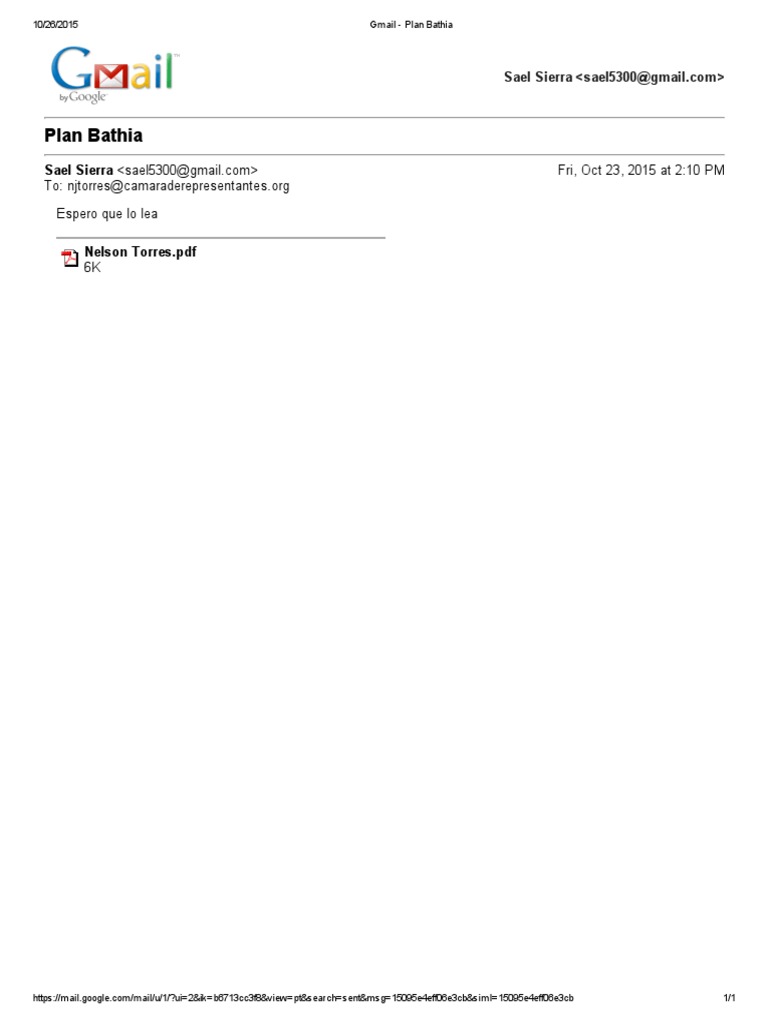 Plan Bathia: Fri, Oct 23, 2015 at 2:10 PM Espero Que Lo Lea Nelson ...
