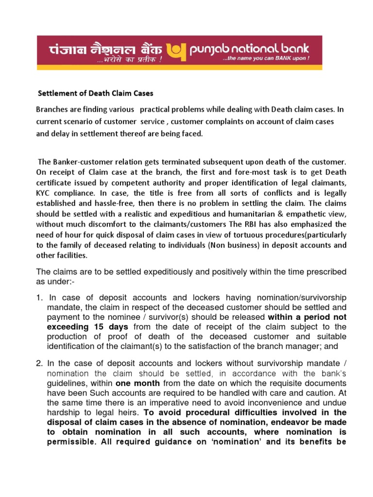 Settlement of Death Claim Cases | PDF | Probate | Will And Testament