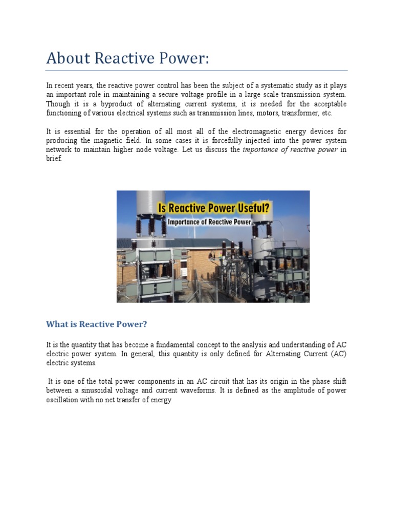 About Reactive Power | PDF | Ac Power | Electric Power System