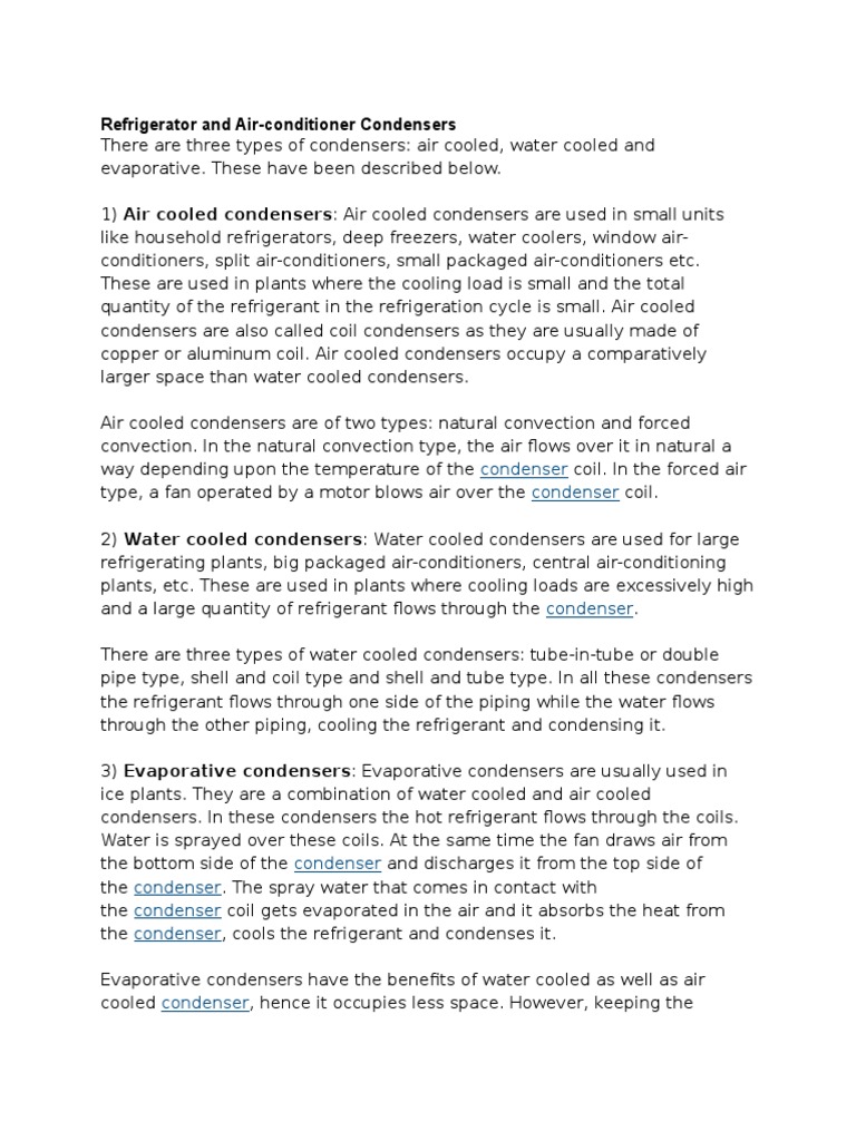 Refrigerator and Air-Conditioner Condensers: Condenser Condenser | PDF ...