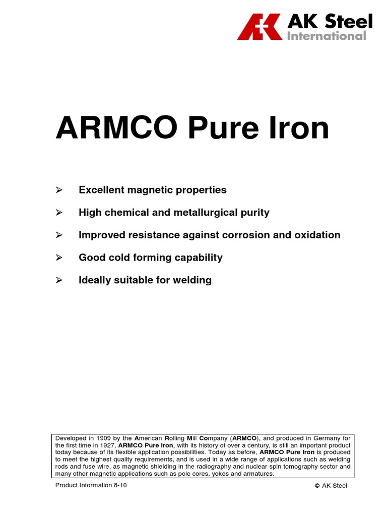 ARMCO Iron Brochure | PDF | Annealing (Metallurgy) | Heat Treating