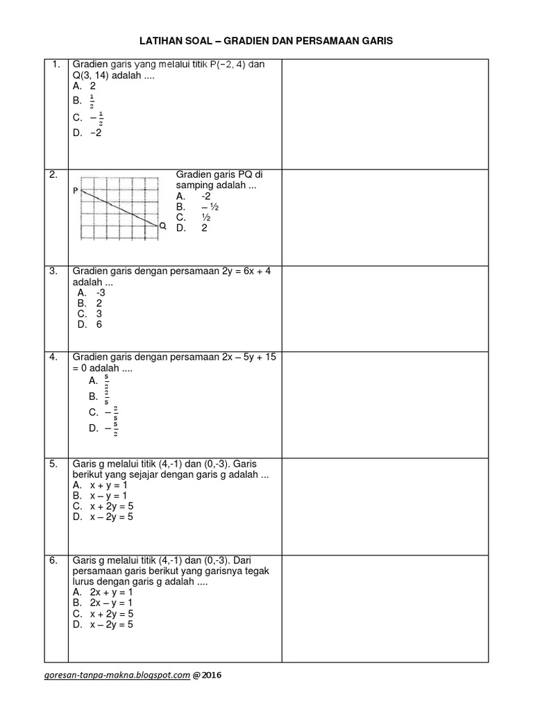 Lat Soal Gradien Dan Pers Garis | PDF
