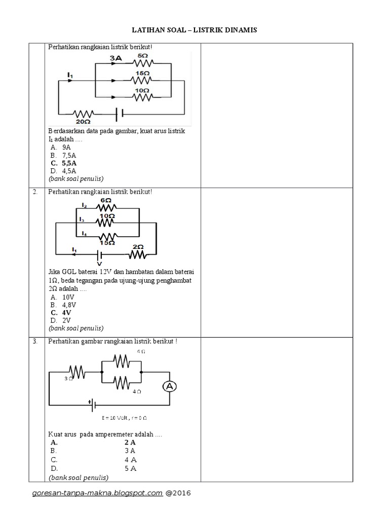 LATIHAN SOAL LISTRIK DINAMIS | PDF