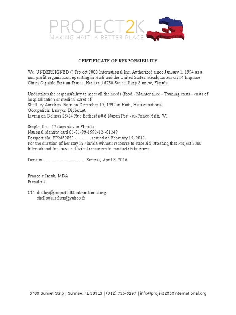 Certificate of Responsibility | PDF