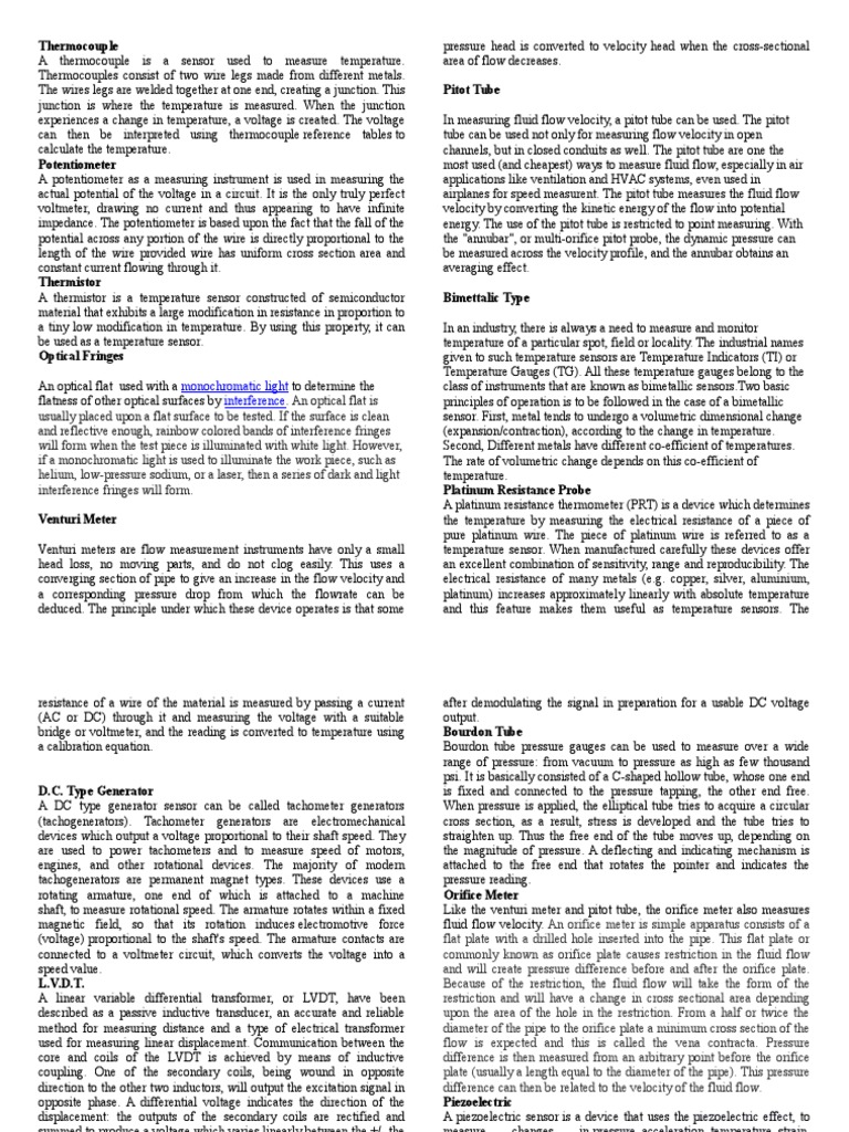 List of Some Instruments and Their Working Principle | PDF | Electric ...