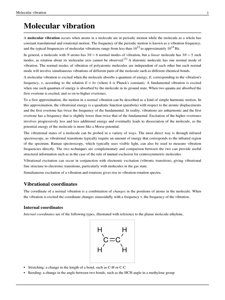 Molecular Vibration: Vibrational Coordinates | PDF | Atomic Physics ...