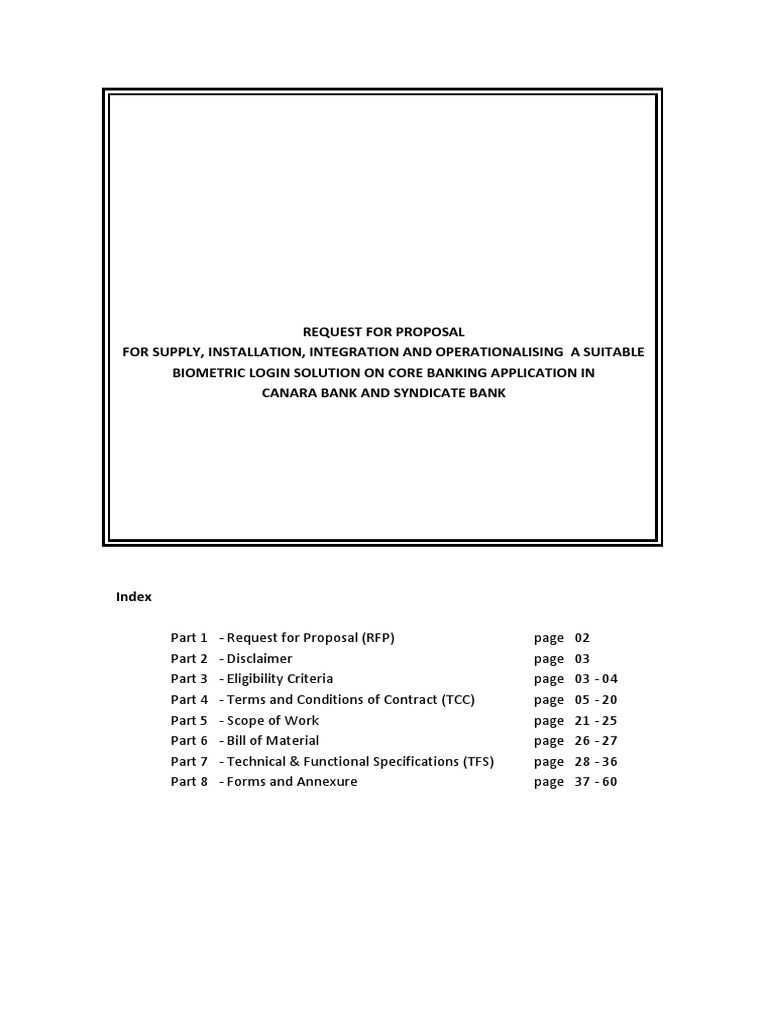 RFP BLS Biometric | PDF | Request For Proposal | Indemnity