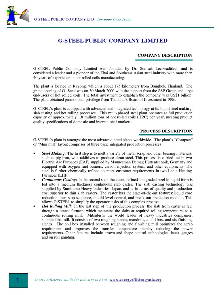 G Steel Company Case Study | PDF | Steel Mill | Steel