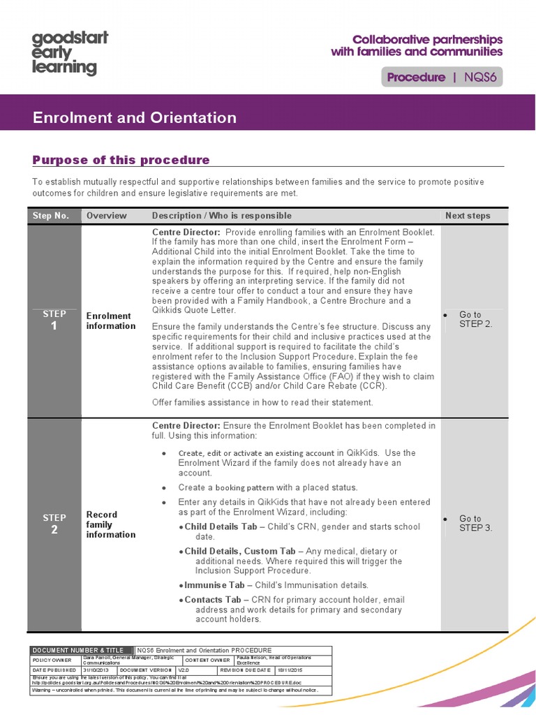 Nqs6-Enrolment-And-Orientation-Procedure | PDF | Regulatory Compliance ...