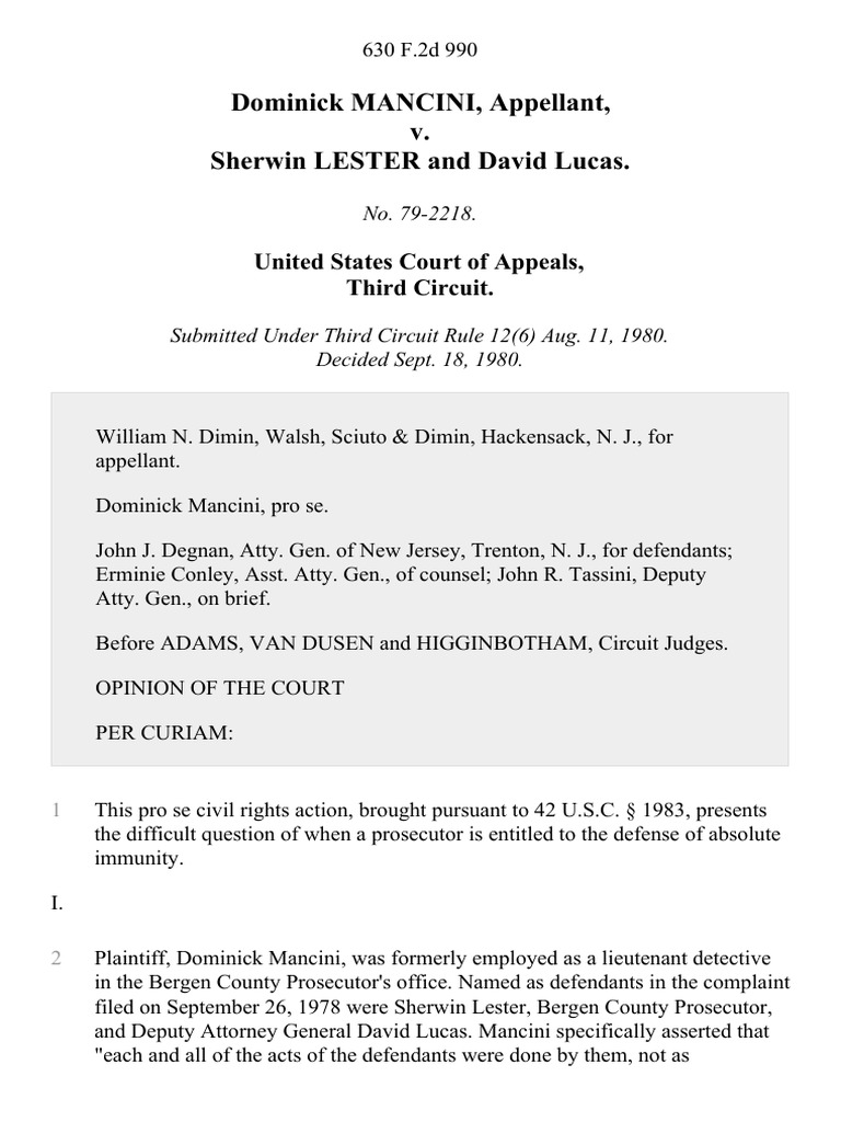 Prosecutorial Immunity in Civil Rights Case | PDF | Prosecutor ...
