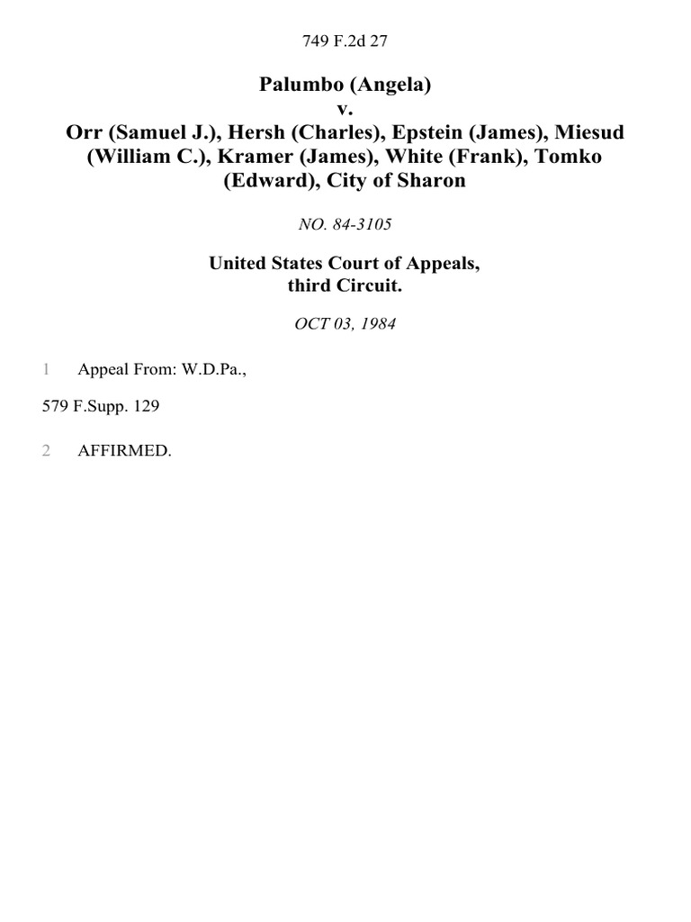 Palumbo (Angela) v. Orr (Samuel J.), Hersh (Charles), Epstein (James ...