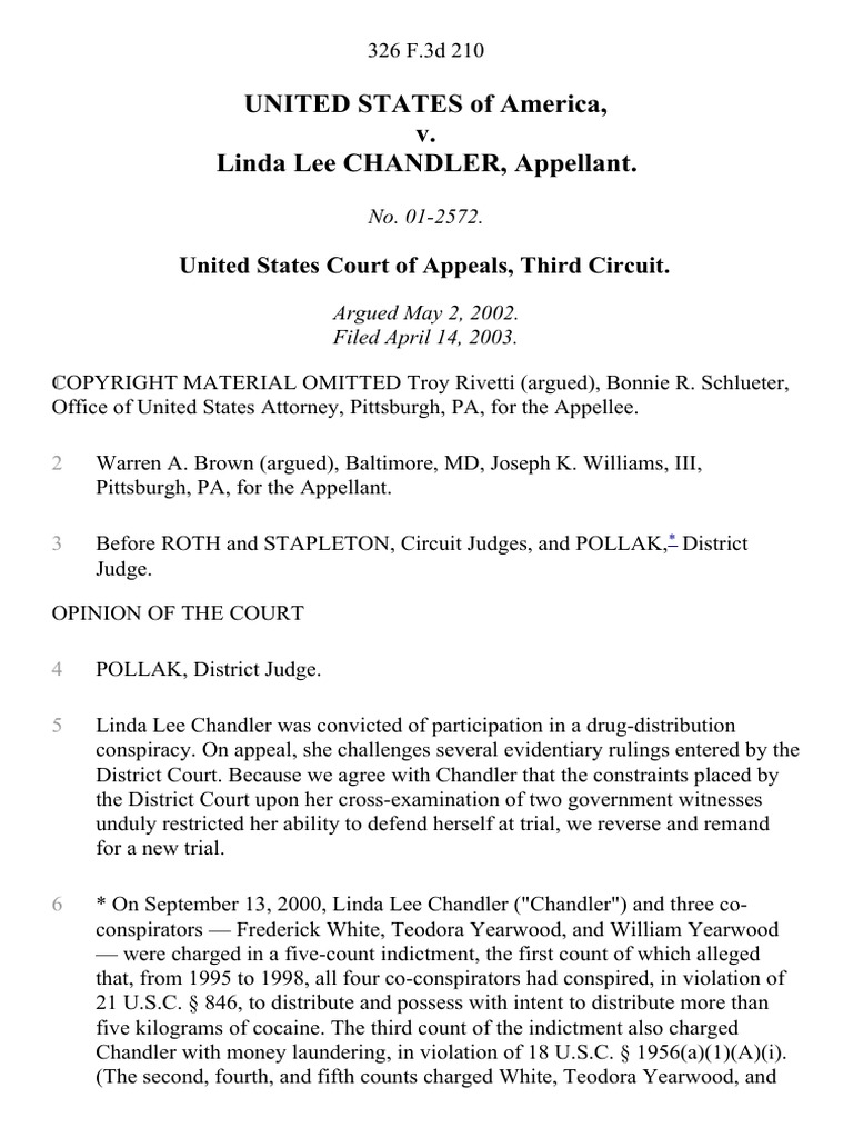 UNITED STATES of America, v. Linda Lee CHANDLER, Appellant | PDF ...