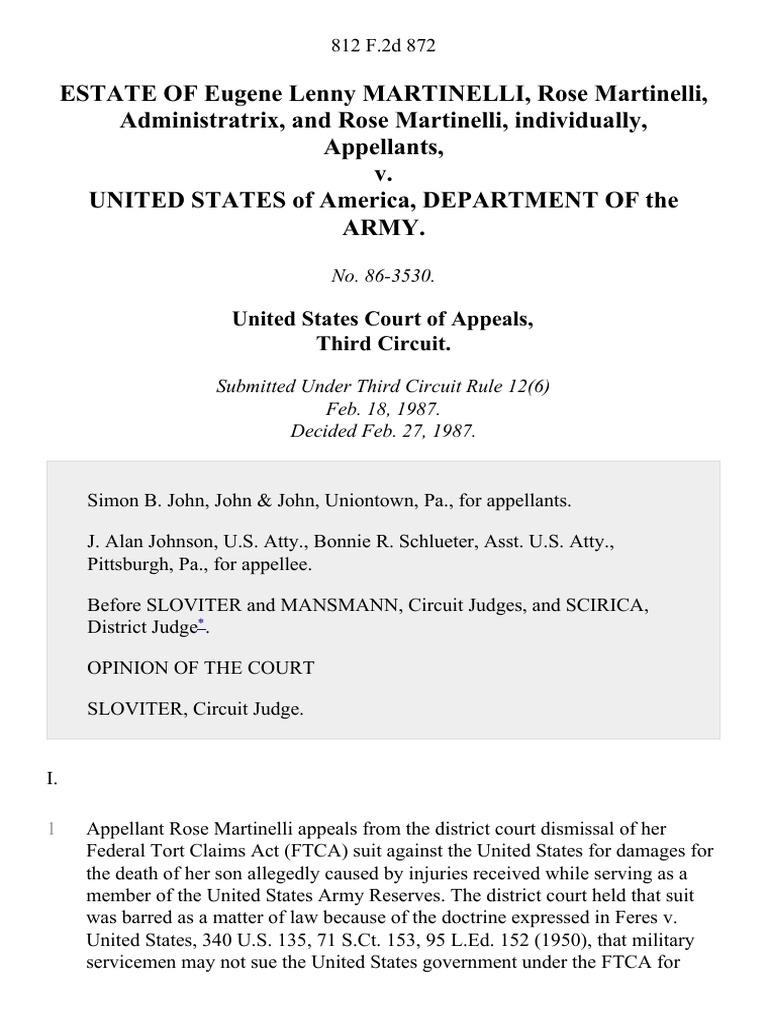 Estate of Eugene Lenny Martinelli, Rose Martinelli, Administratrix, and ...