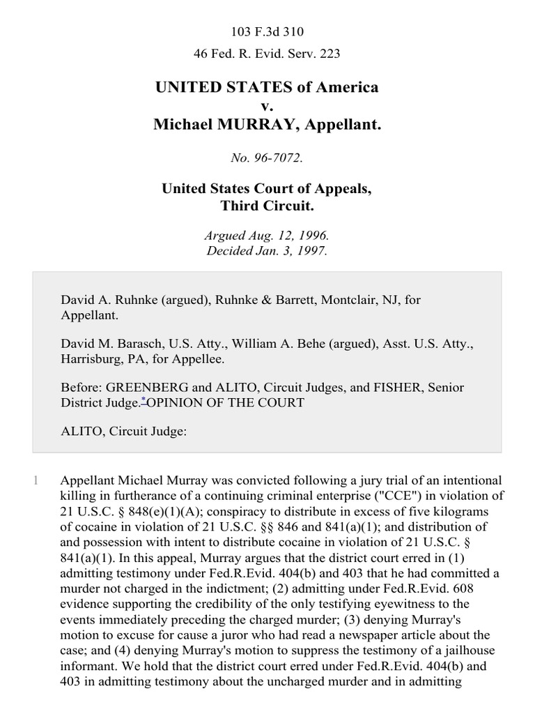 United States v. Michael Murray, 103 F.3d 310, 3rd Cir. (1997) | PDF ...