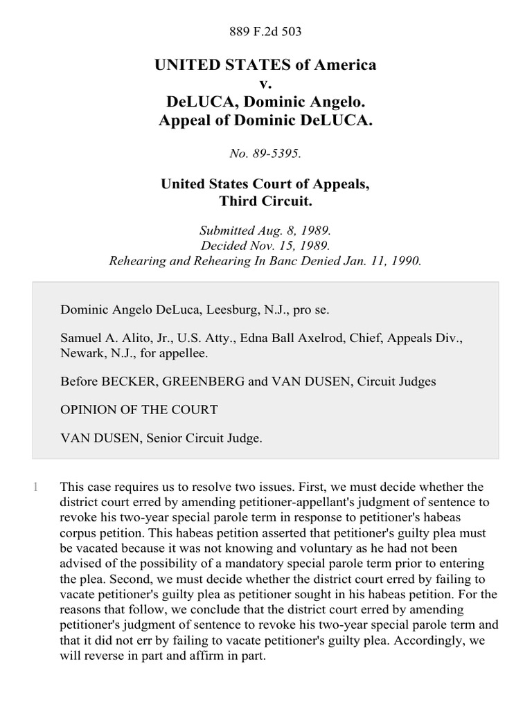 United States v. Deluca, Dominic Angelo. Appeal of Dominic Deluca, 889 ...