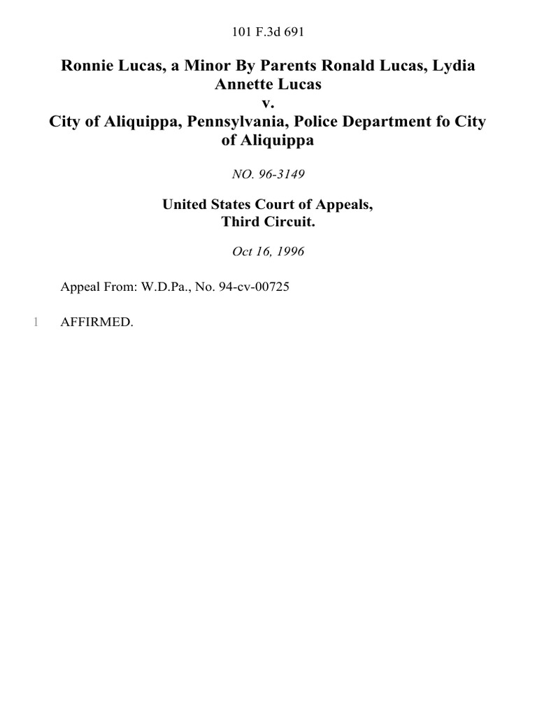 Ronnie Lucas, A Minor by Parents Ronald Lucas, Lydia Annette Lucas v ...