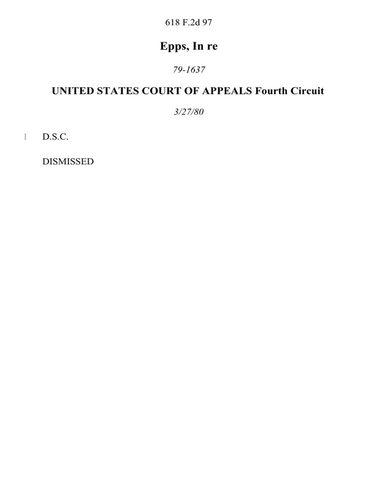 Epps, in Re, 618 F.2d 97, 4th Cir. (1980) | PDF