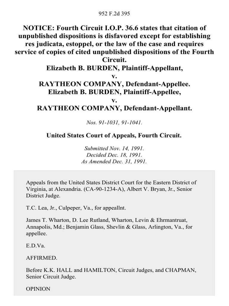 Elizabeth B. Burden v. Raytheon Company, Elizabeth B. Burden v ...