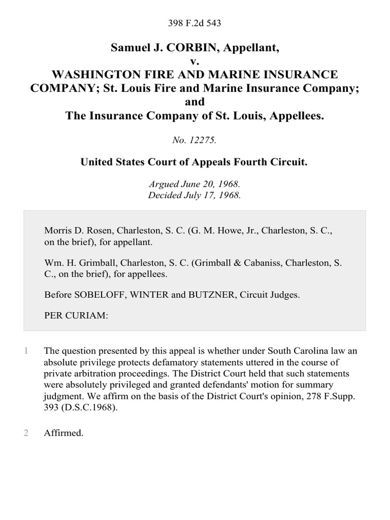 Defamation Privilege in Arbitration Case | PDF