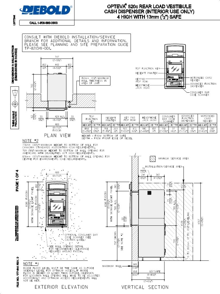 Consult With Diebold Installation/Service Branch For Additional Details ...