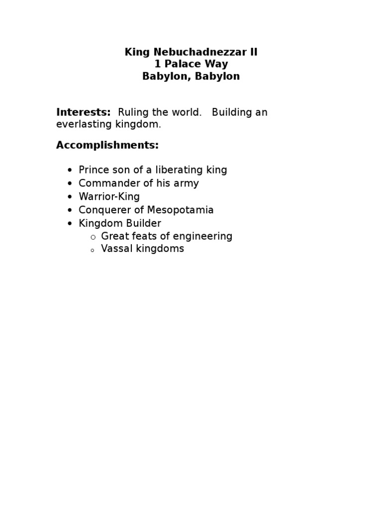 Nebuchadnezzar II: Warrior-King Achievements | PDF | History