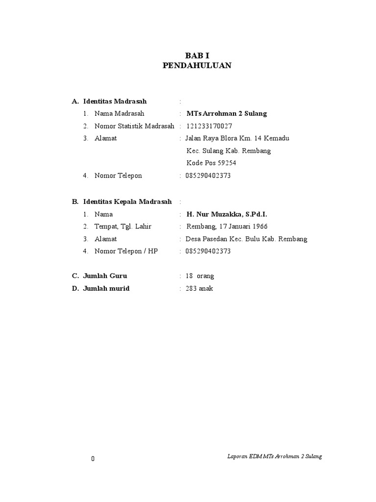 Isi EDM MTs Arrohman 2 Sulang | PDF