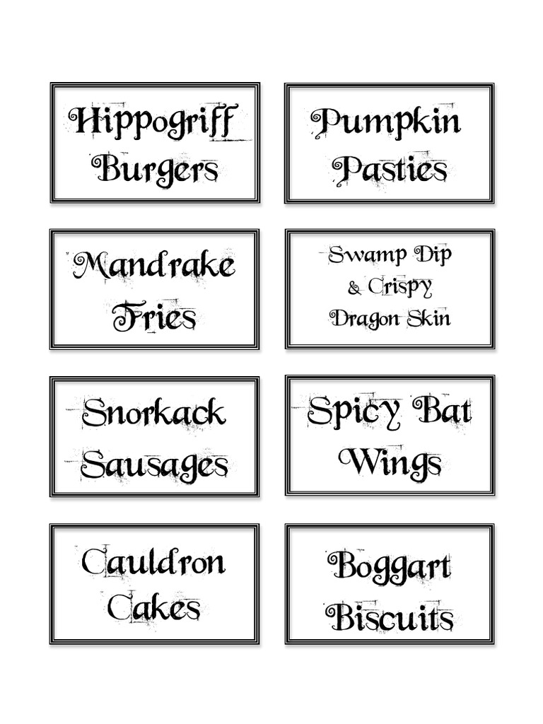Harry Potter Feast Food Cards | PDF