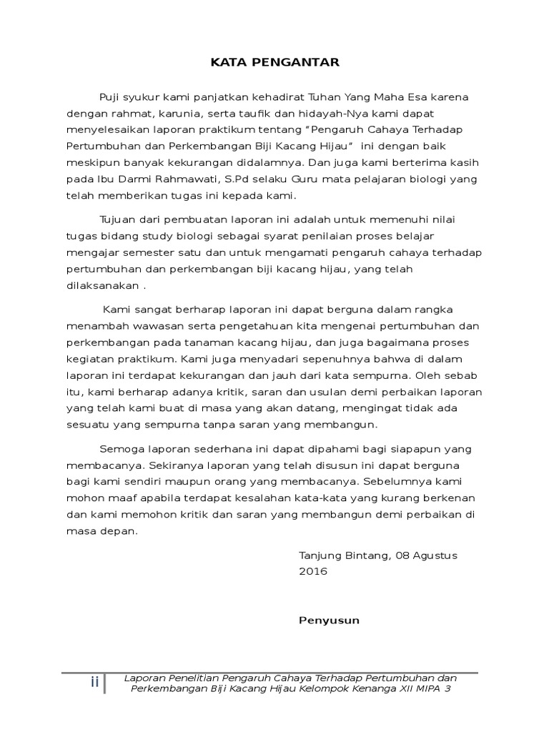 Contoh Laporan Hasil Penelitian Kacang Hijau Kumpulan Contoh Laporan